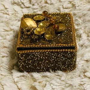 Other | Bejeweled Gold Beaded Trinket Box | Poshmark